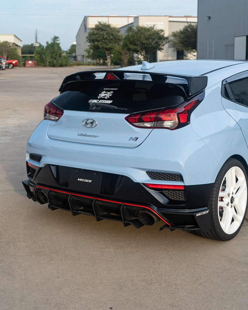 [VELOCE] Rear Wing Spats + Diffuser with Fins for Hyundai Veloster N 2 ...