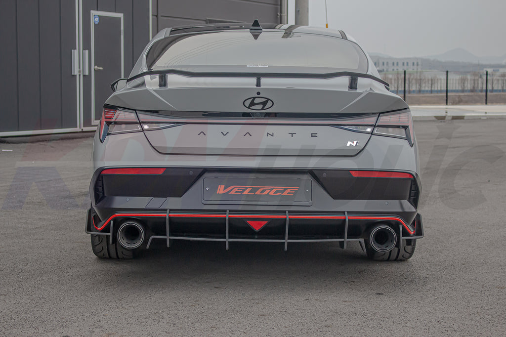 VELOCE Rear Wing Spats + Diffuser with Fins for Hyundai Elantra N 2024 ...